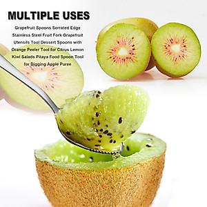 Grapefruit Spoons Serrated Edge Stainless Steel Fruit Knife Grapefruit Utensils Tool Dessert Spoons for Citrus Lemon Kiwi Salads Melon Lime Pitaya Apple Fruit Puree