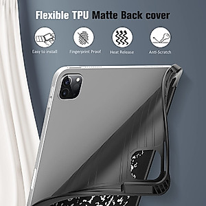 Fintie SlimShell Case for iPad Pro 11-inch (4th / 3rd Generation) 2022/2021 - Soft Flexible TPU Stand Back Cover with Pencil Holder, Also Fit iPad Pro 11" 2nd / 1st Gen, Composition Book Black