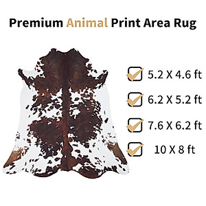 Guyi Rare Faux Cowhide Rug Cow Rug 5.2X4.6 Feet Rustic Chic Western Rugs for Bedroom Living Room Dining Room Brown Animal Rugs Cow Print Non Slip Cow Area Rugs Western Room Decor