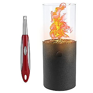 KOMAN Tabletop Fire Pit,Isobutane Gas Propane Portable Tabletop Fireplace,Outdoor Round Mini Fire Pit Bowl with Pebbles for Balcony Garden, Patio Heating, Bonfire and Picnic (Gas Not Included)