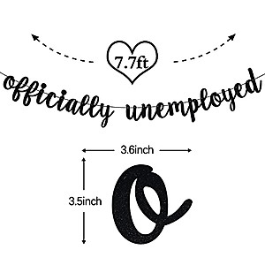 Officially Unemployed Banner, Happy Retirement Decorations, Funny Glittery Retirement Party Decorations