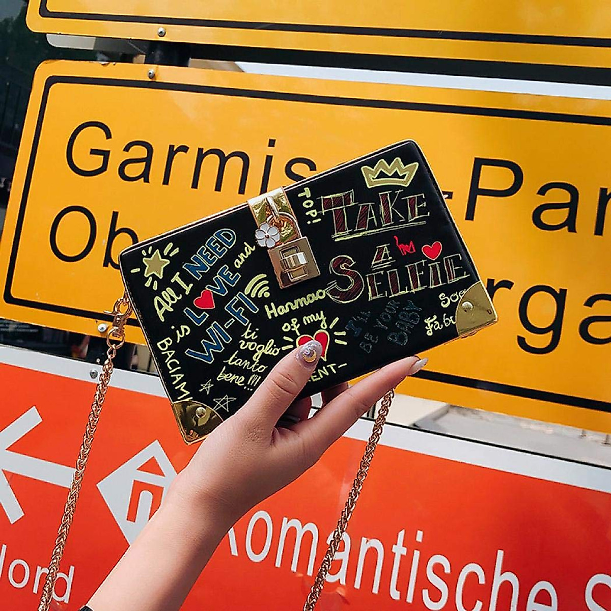 Clutch Purses Crossbody Bag for Women Chic Box Bag Shoulder Handbags for Daily Use Travel Work Prom (Black)