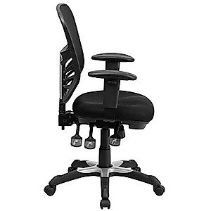 Flash Furniture Nicholas Mid-Back Black Mesh Multifunction Executive Swivel Ergonomic Office Chair with Adjustable Arms