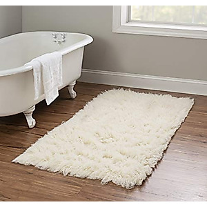 Linon 1400gram Natural Off White Wool Shag 2'4" X 4'3" Accent New Flokati Rug, 2' x 5'