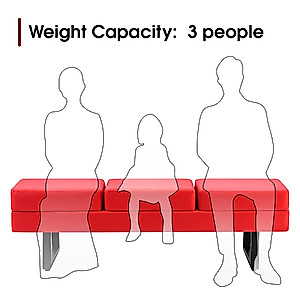 BarberPub Waiting Room Chairs, Heavy Duty Office Guest Reception Bench, Faux Leather Upholstered Lobby Chairs for Salon, Conference Room 7008 (Red)