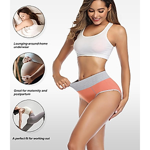 wirarpa Women's Cotton Underwear High Waist Briefs Ladies Soft Breathable Panties Full Coverage Underpants 5 Pack Large