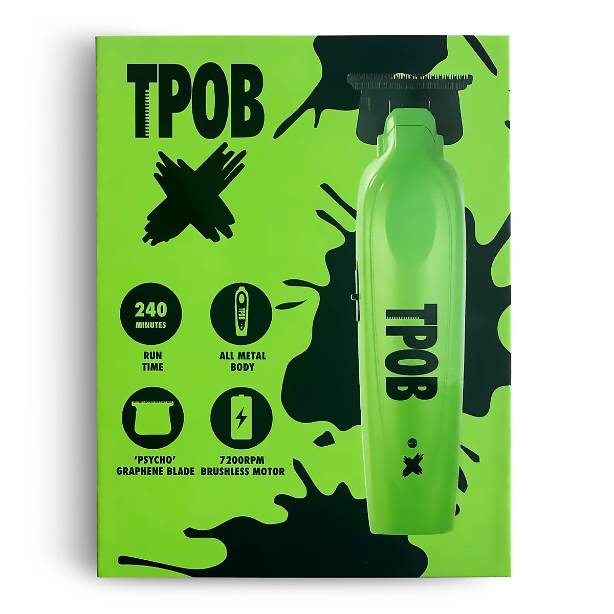 TPOB X Digital Brushless 7200rpm Professional Hair Trimmer Hair Clippers for Men, Psycho Blade Trimmer Cordless Rechargeable Edgers Clippers (X Trimmer Slime)