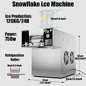 XURUIUS Commercial Air-Cooled Korean Smoothie Machine, Snowflake Ice Machine, Snowflake Ice Machine Continuous Ice Machine Equipment (60KG)