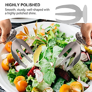 Luxshiny Salad Spoons 1pc Wooden Salad Hands Pasta Salad Server Hands Salad Hands Stainless Steel Salad Hands for Serving Pooper Scooper Metal Tools Mixers Kitchen Tool Manual Set