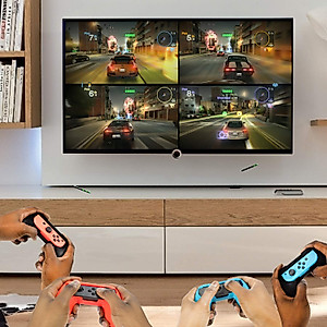 Orzly Grips for Nintendo Switch Joycon Controller Grips for Super Smash Brothers and Other Games. Party [4 Pack] Joy-Cons Grips with LED Light Edition - Patented Design