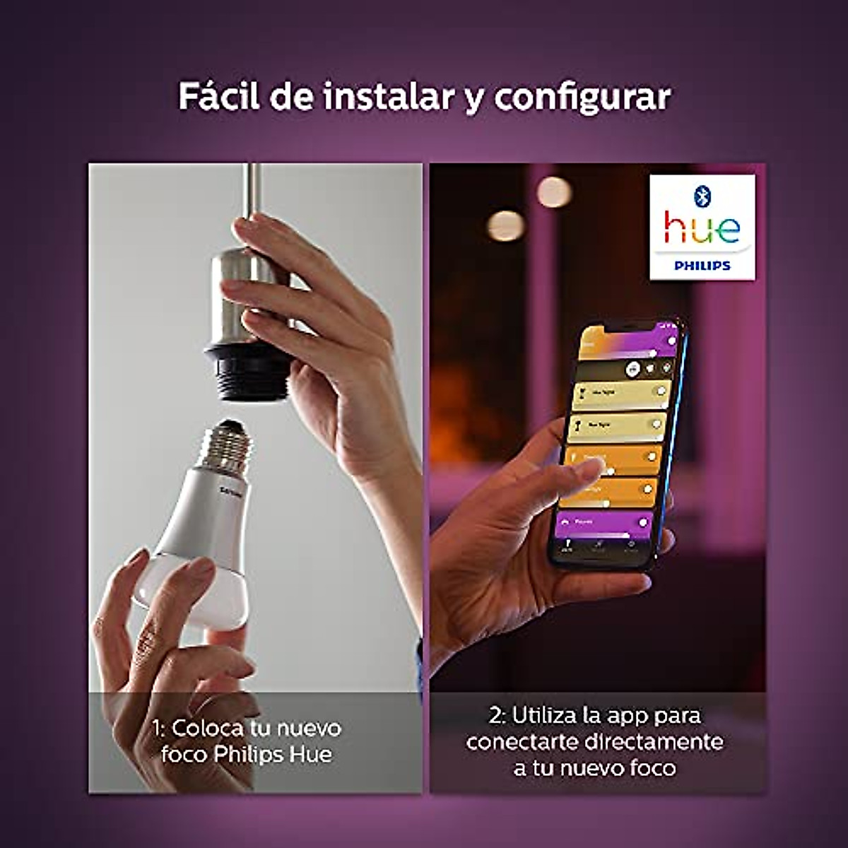 Philips Hue White & Color Ambiance LED Smart GU10 Bulb, Bluetooth & Zigbee Compatible (Hue Hub Optional), Voice Activated with Alexa, 1 Bulb