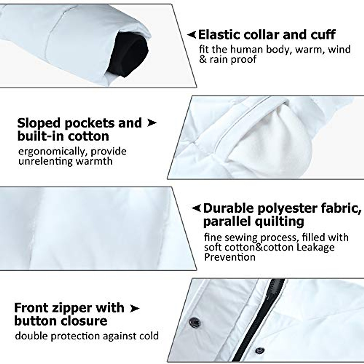 BINACL Big Hooded Down Alternative Coat, Thickened Spring Chevron Long Lined Sandstone Active Jacket with Fur Trim Puffer Soccer Cotton Padding Jackets Exquisite Valentine Gift for Girlfriend(White,S)