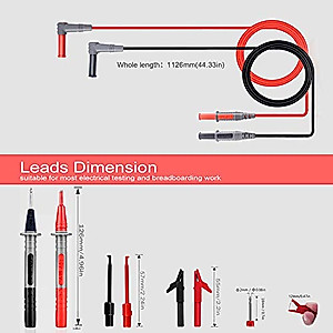 KAIWEETS Soft Silicone Electrician Test Leads Kit CAT III 1000V & CAT IV 600V with Alligator Clips and Needle Probe for Fluke/AstroAI/INNOVA Multimeter Electronic Clamp Meter 9PCS