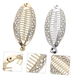 LALAFINA 4pcs Interlocking Hair Clips Banana Clips Hair for Fine Hair Rhinestone Banana Clip Rhinestone Hair Clips Hair Clips Medium Size Rhinestone Hair Accessories Fish Shape Clip Hairpin