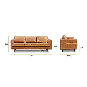 POLY & BARK Nolita Sofa in Full-Grain Pure-Aniline Italian Leather, Cognac Tan