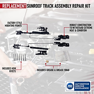 Sunroof Track Assembly Repair Kit - Compatible with Ford & Lincoln Vehicles - F150 2000-2014, Expedition 2000-2017, F250, F350, F450 Super Duty 2005-2016, Navigator, 2006-2008 Mark LT - Sun Roof