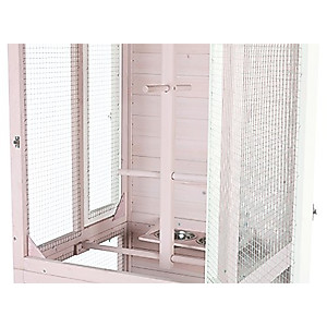 TRIXIE Outdoor Bird Aviary, 67-in Wooden Birdcage, 2 Perches, Ideal for Small Birds, Finches, Gray, (55952)