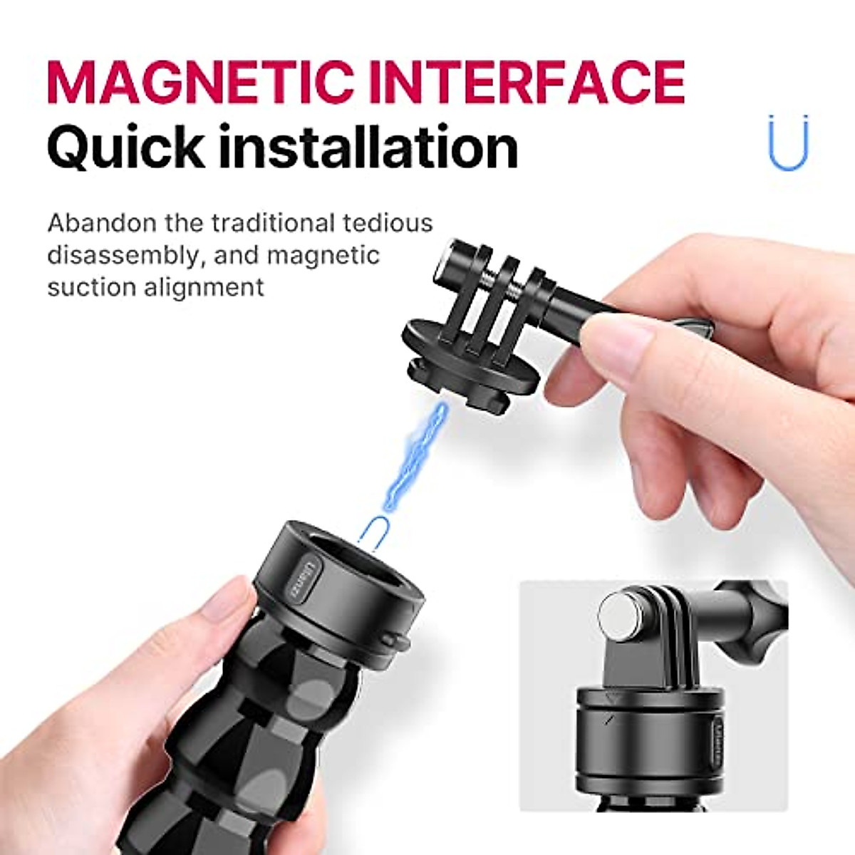 Jaws Flex Clamp Gooseneck Mount for GoPro - ULANZI Go Quick II Magnetic Quick Release Flexible Clamp Mount Accessories Compatible with Go Pro Hero 1110 9 8, 7 6 5 Max DJI Osmo Action Cameras