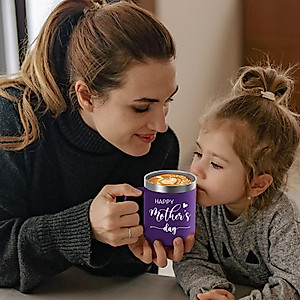 Gtmileo Mothers Day Gifts for Mom, Happy Mothers Day Stainless Steel Insulated Coffee Mug, Mom Gifts from Daughter Son, Birthday Christmas Gifts for Mom New Mom Mom to Be Mother Women(12oz, Purple)