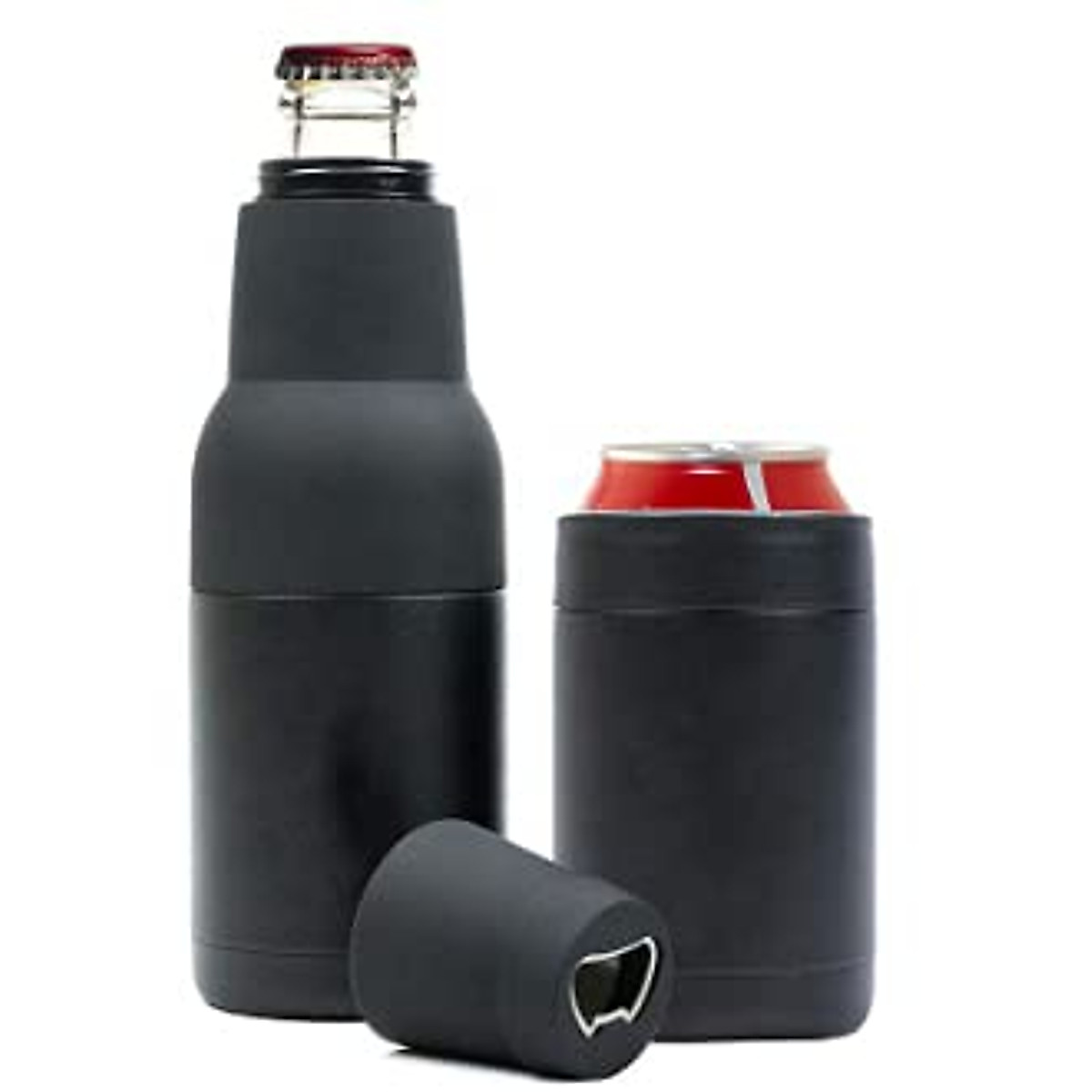Beer Lovers Gifts Ideas Men and Women | 3-In-1 Bottle Cooler for Beer and Can with Opener | Double Walled Thermo Can Insulator to Keep Beverages Cold at BBQs or to Watch Sports 14oz