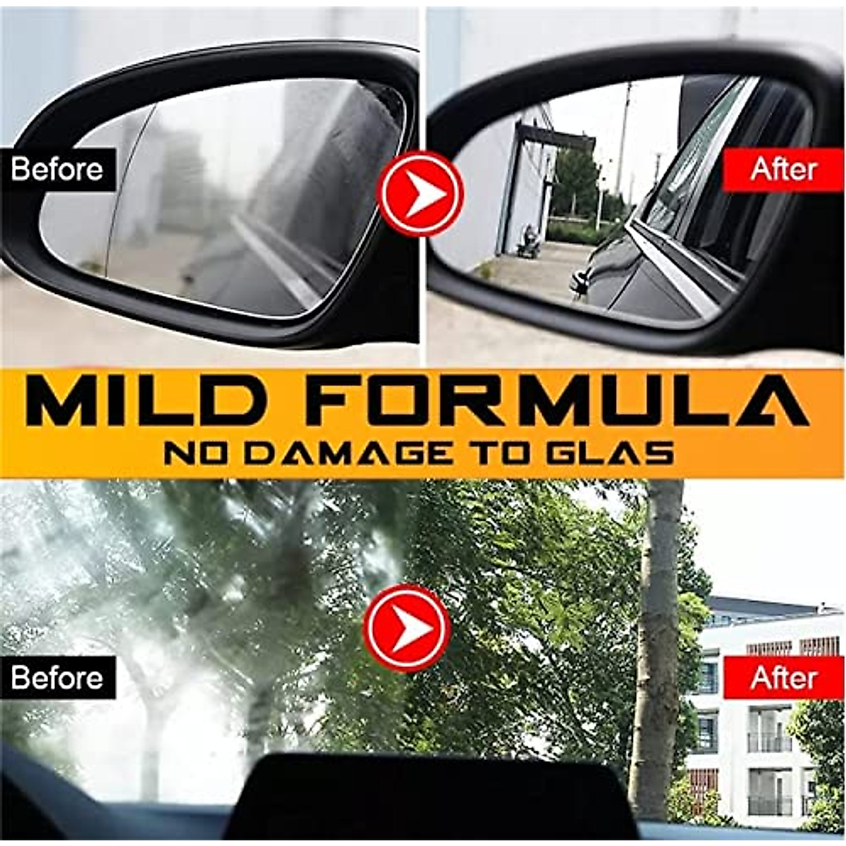 50ml Glass Oil Film Removing Paste, Car Windshield Oil Film Cleaner, Glass Stripper Water Spot Remover, Glass Clear Windshield Cleaner Paste Car Paint Oil Film Remover Paste, with Sponge (2Pcs)