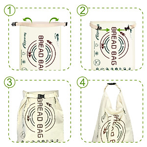 Tribe Glare Bread Bags for Homemade Bread, Organic Cotton Reusable Bread Bag with Fresh-keeping Linen, Baggette Boule Bag for Bakery Supplies and Food Storage, Khaki