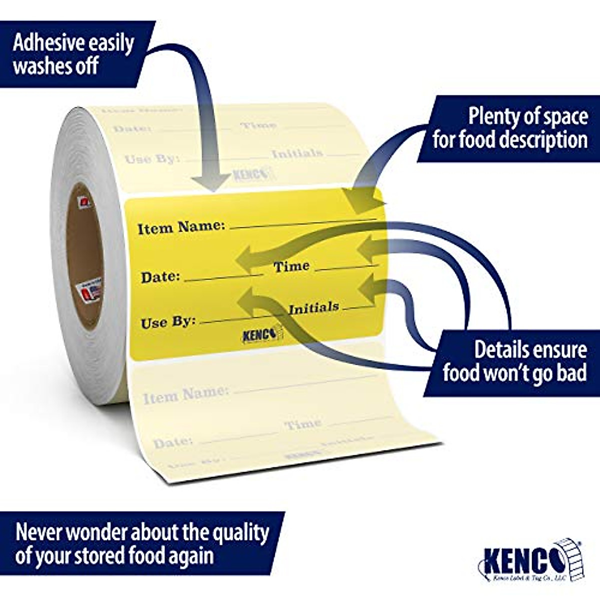 Dissolvable Food Labels for Glass, Plastic Metal, Wood - Washes Off No Residue - Food Prep and Rotation, Canning, Commercial Use and More! USA Made (1 Pack)