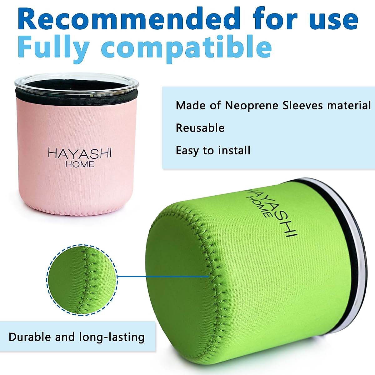 4 Pack Ice Cream Neoprene Sleeve 16oz Compatible with Ninja Creami Pints Containers NC299, NC300, NC301 - HAYASHI home