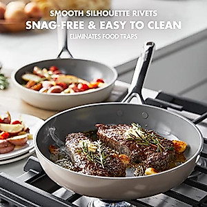 GreenPan GP5 Hard Anodized Healthy Ceramic Nonstick 14 Piece Cookware Pots and Pans Set,Heavy Gauge Scratch Resistant,Stay-Flat Surface, Induction, Mirror Finish Handle,Oven Safe,PFAS-Free,Taupe