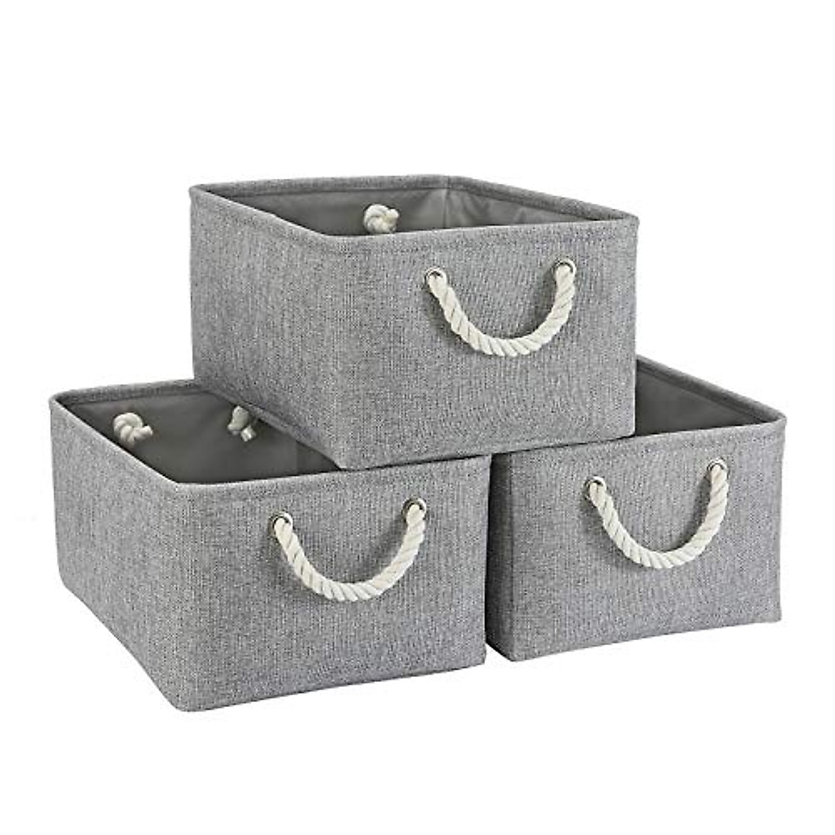 Foldable Storage Baskets for Organizing Sturdy Fabric Storage Bins for Shelves Storage Box with Handle for Home as Toy Clothes Storage (15.7x11.8x7.8 in)(Gray 3PCS)