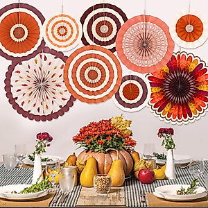 Thanksgiving Party Supplies Kit with Fall Party Decorations - Includes Elegant Autumn-Themed Paper Fans for Memorable Thanksgiving Decorations