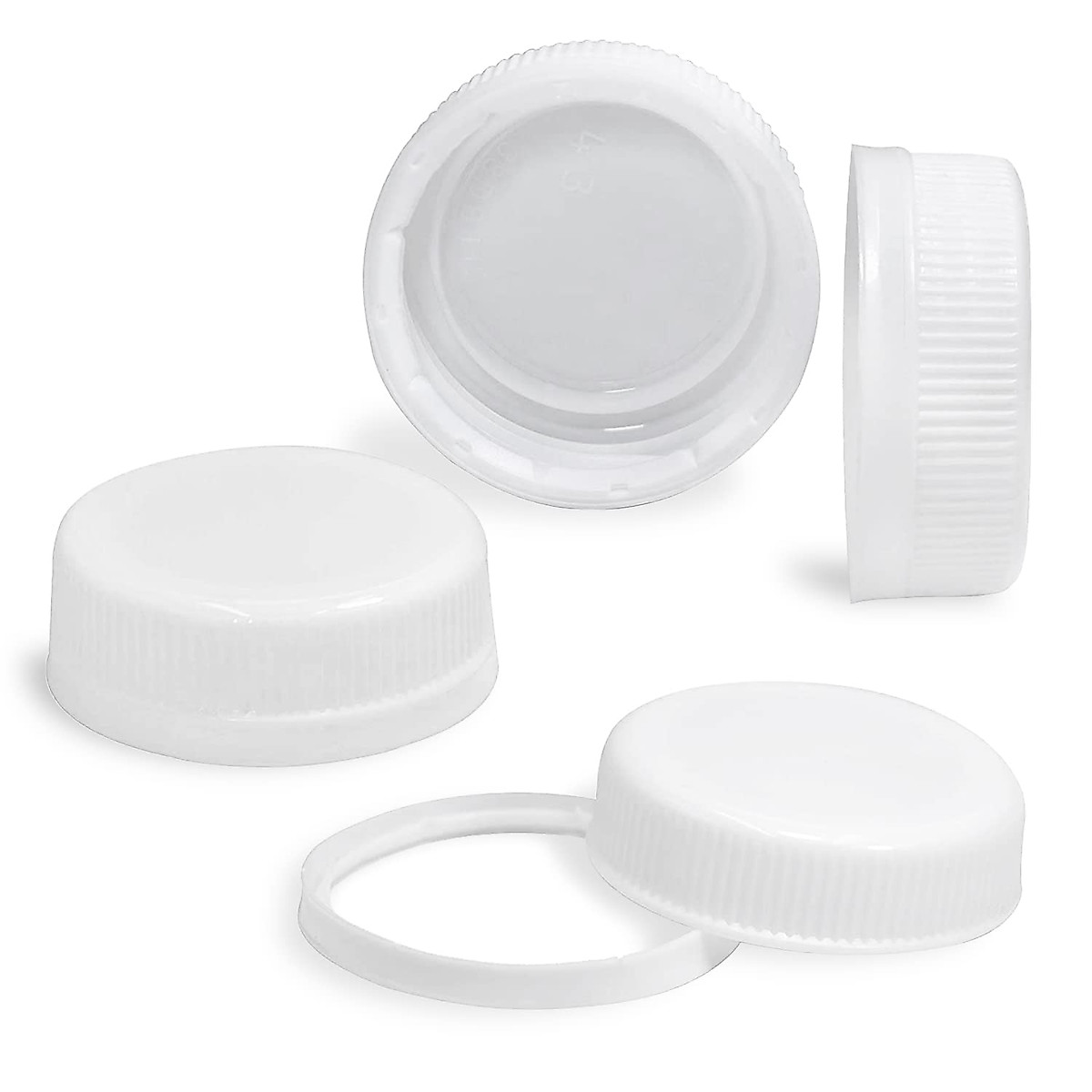 Pack of 25 White Bottle Caps Tamper Seal Lids 1.5'' Cap for Bottle 38 mm White Screw Bottle Cap Plastic Replacement Caps for Juice Water Crafts DIY Ideal for 4, 8, 12, 16 and 32 oz Bottle