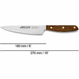 ARCOS Professional Kitchen Knife Set 3 pieces Nitrum Stainless Ste. Ovengkol Wood Handle 100% natural FSC. Series Nordika. High precision cut. Color Brown.