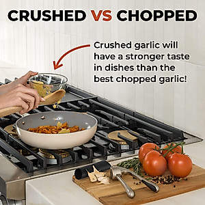 Zulay Kitchen Garlic Press With Soft, Easy To Squeeze Ergonomic Handle - Garlic Mincer Tool With Sturdy Design Extracts More Garlic Paste - Easy To Clean Garlic Crusher And Ginger Press (Silver)