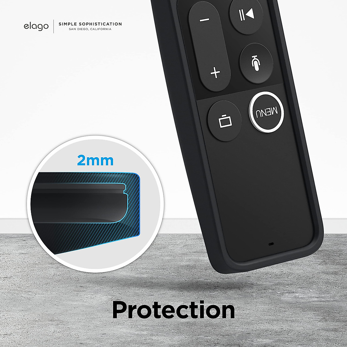 elago R5 Locator Case Compatible with Apple TV Siri Remote 1st Generation and Compatible with AirTag - Lanyard Included, Heavy Shock Absorption, Drop Protection, Full Access to All Functions [Black]