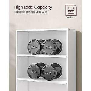 VASAGLE Bookshelf, 4-Tier Open Bookcase with Adjustable Storage Shelves, Floor Standing Unit, White ULBC164T14
