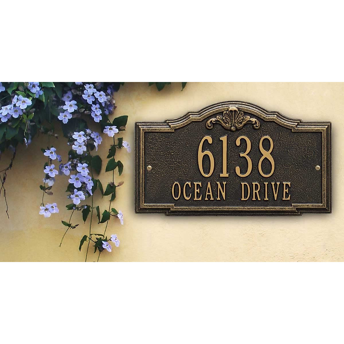 Whitehall™ Personalized Cast Metal Address plaque -THE GATEWOOD Plaque. Made in the USA. BEWARE OF IMPORT IMITATIONS. Display your address and street name.