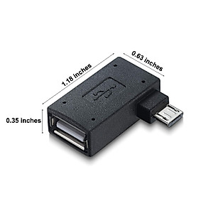 ZYF Micro USB OTG Adapter 90 Degree (Left + Right) Angled with Micro USB Charging Port for Firestick, Streaming TV Stick, PlayStaion Classic, Chromecast, Android Phone or Tablet - 2 Pack