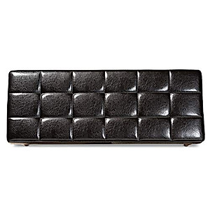 Baxton Studio Sanford Dining Bench Dark Brown Faux Leather Upholstered and Walnut Brown Finished Wood Dining Bench