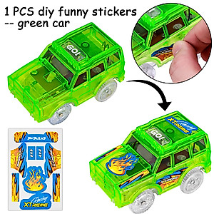 Tracks Cars Replacement Only - Light Up Magic Cars for Tracks Compatible with Glow in The Dark Toy Cars with 5 LED Flashing Lights for Most Race Tracks Only Toy Cars Track Car Accessories (4 Pack)
