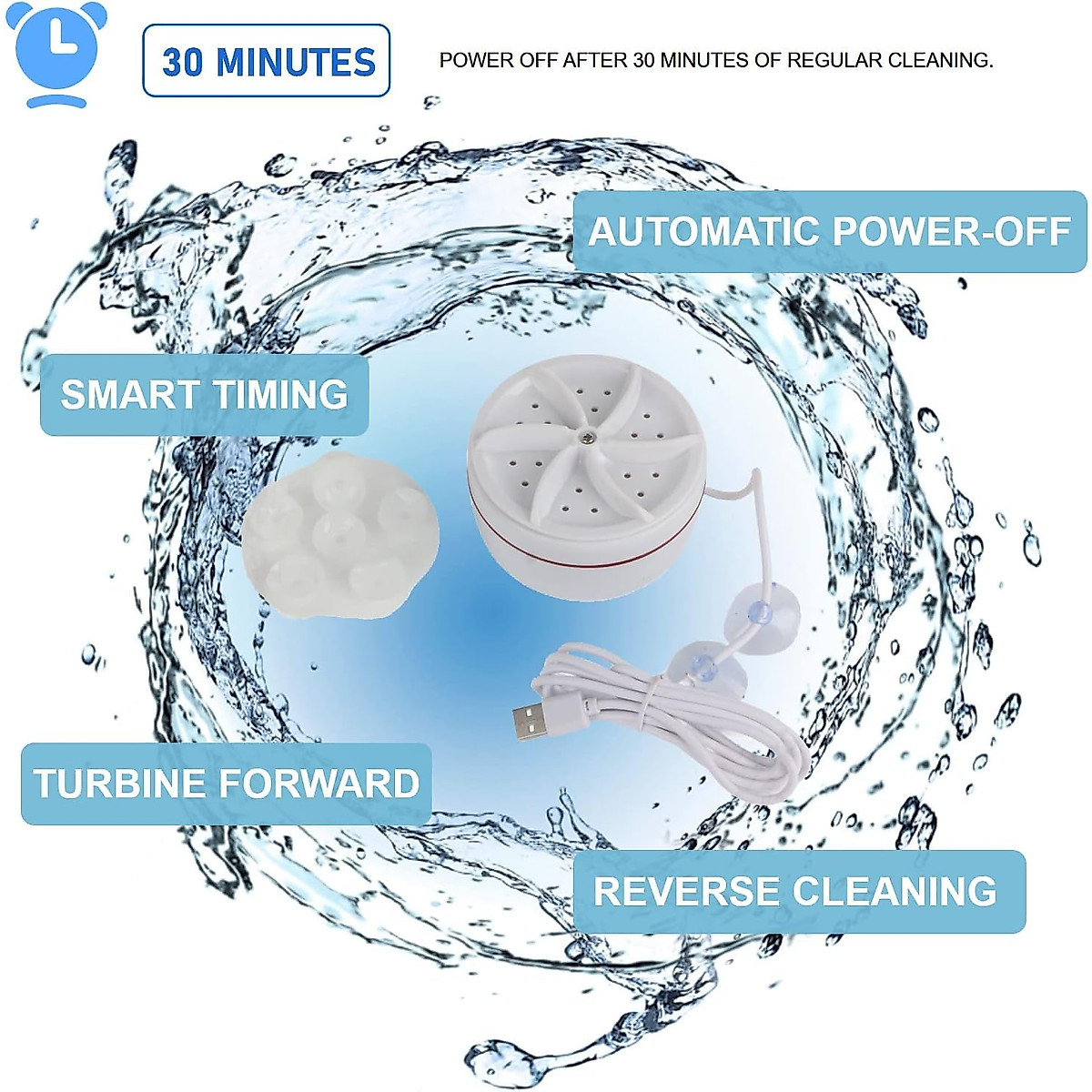 30W Portable Washing Machine for Traveling,Automatic Cycle Mini Washing Machine Foldable Design USB Powered Portable Turbo Washer for Sink Tiny House Travel RV