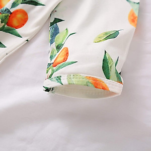 Moru Infant Baby Girls Cotton Sleeper Gowns Organic Cotton Floral Kimono Knotted Gown (Orange, 0-6 Months)