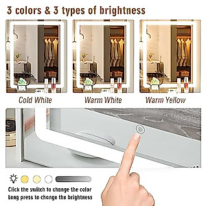 Makeup Vanity with Lights,Vanity Desk Set with LED Lighted Mirror,Makeup Vanity Table with 5 Drawers and Stool,White Vanity Set for Girls Women