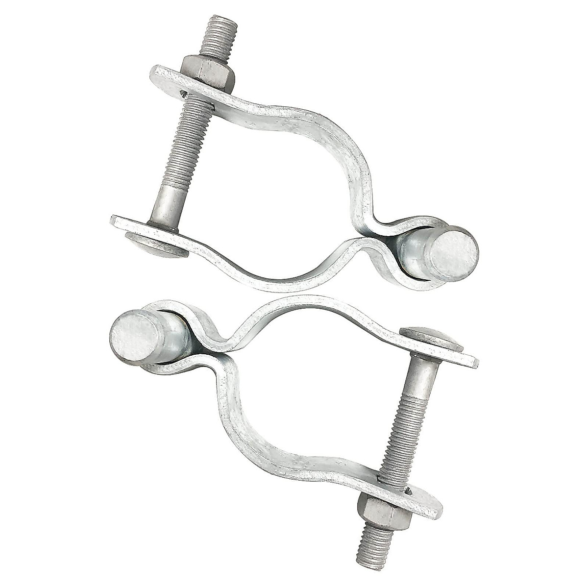 2 Pack Chain Link Fence Gate Post Hinge - Use for Outside Diameter Post/Pipe - Galvanized Chain Link Post Gate Hinge - Nut/Bolt Included (1-5/8 Inch)