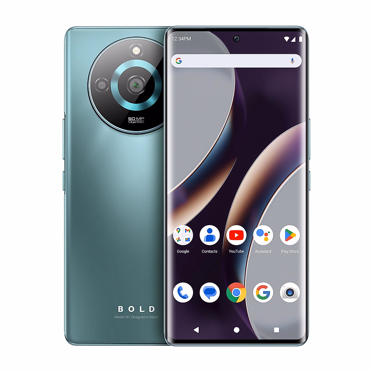 BLU Bold N3 | 2023 | 5G | 3-Day Battery | Unlocked | 6.78” FHD+3D AMOLED Display | 256/8GB | Triple AI 50MP | NFC Capable | US Version | US Warranty | Sage Green