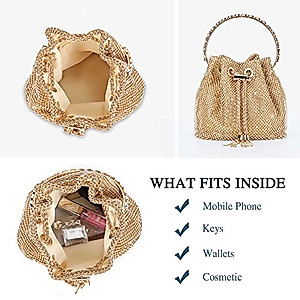 UBORSE Women Evening Clutch Bags Purses Handbags Crystals Sparkly Diamond Glitter Bag Bucket Handbag Rhinestone Clutch for Prom Cocktail Wedding