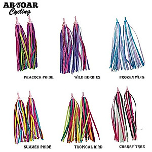ABSOAR Cycling Colorful Bike Streamers Girls Boys Kids Bicycle Tassel Ribbon Handlebar Scooter Streamers 2 Pairs, Tropical Bird