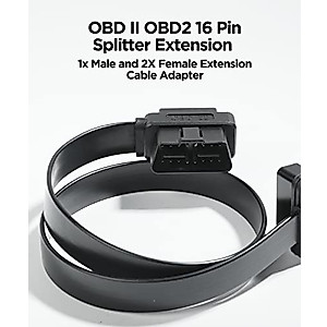 YAKEFLY OBD2 Extension Cable,OBD2 Splitter Extension Cable Adapter,16 Pin OBD II Flat Ribbon Extension 1x Male and 2X Female Extension Cable Adapter,Fits for Scan Tools, Diagnostic Reader