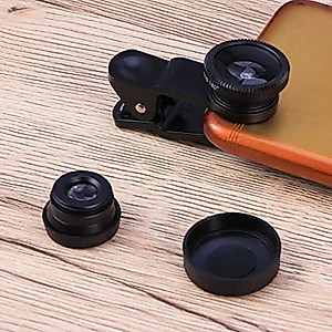 iplusmile 3 in 1 Phone Camera Lens Kit, Fisheye Lens 180 Degree Macro Lens Wide Angle Lens Clip on Cell Phone Lens Compatible with iPhone 6S/ 7/8/X Mini 3/2 and Most Smartphones, Black