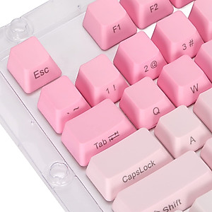 Gaming Keyboard Keycaps, 104 Keys Pink White Ergonomic PBT Typewritter Gaming Keyboard Keycaps Opaque Side Dip Dyeing Process DIY Keycap,for Most 61/87/104 Key Mechanical Keyboard